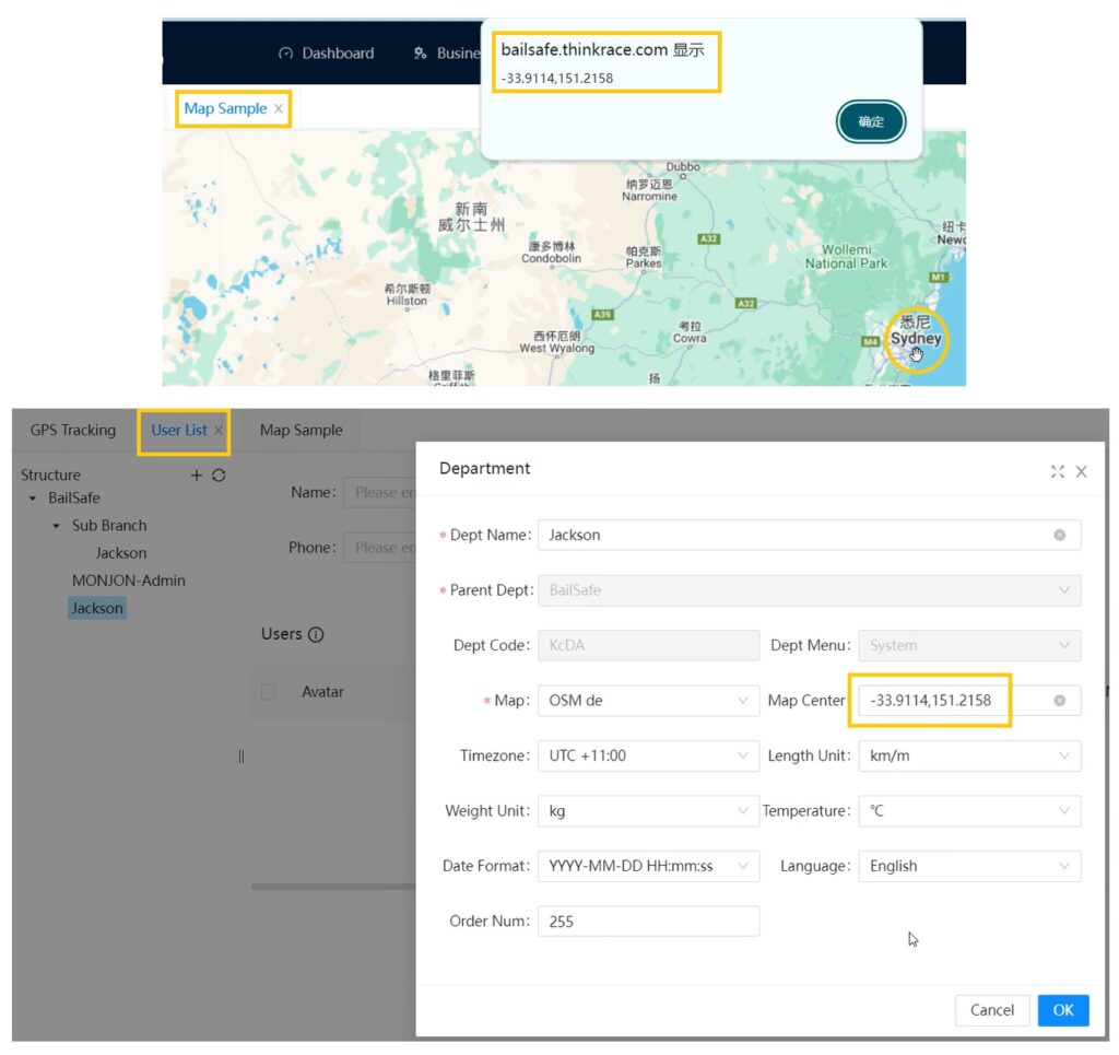 Video demo of creating a new department and setting the map center ...